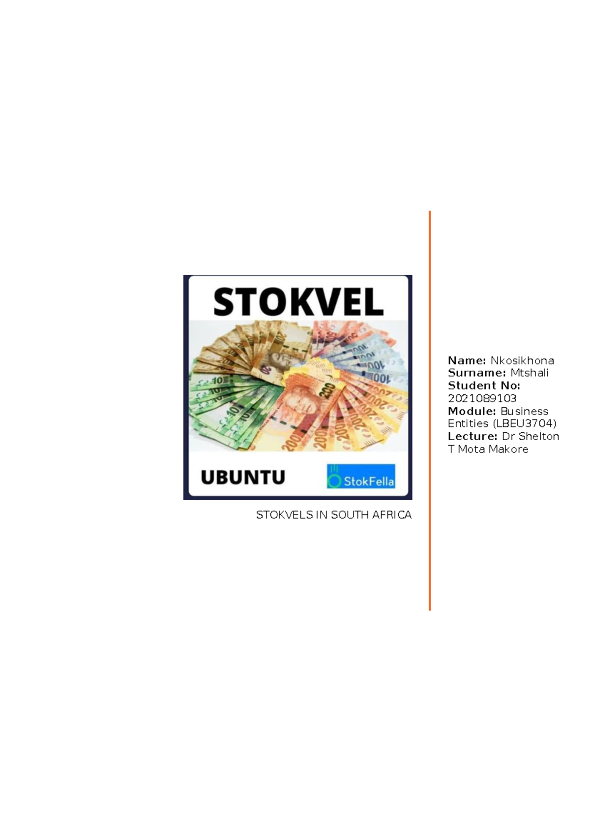 LBEU3704: Stokvels in South Africa - Regulatory Challenges & Solutions ...