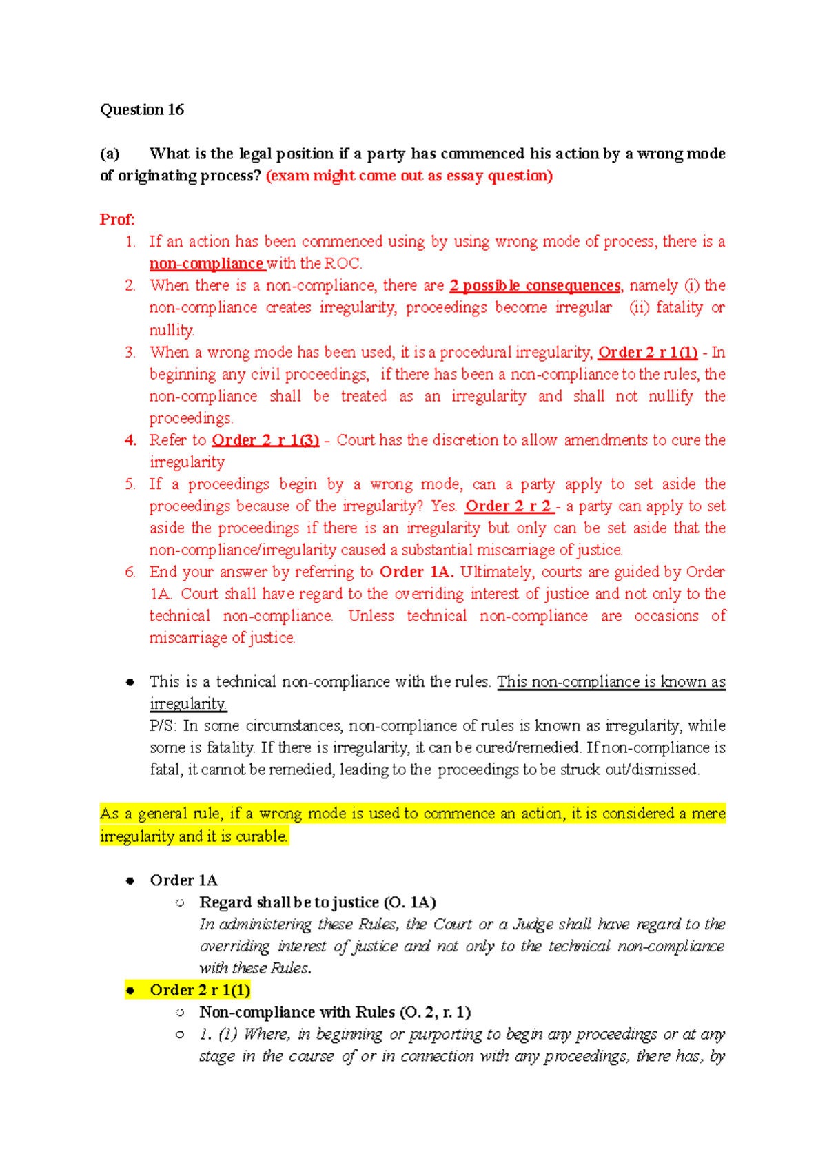 CP Tuto Week 8 - CP Tutorial Week 8 - Question 16 (a) What is the legal position if a party has ...