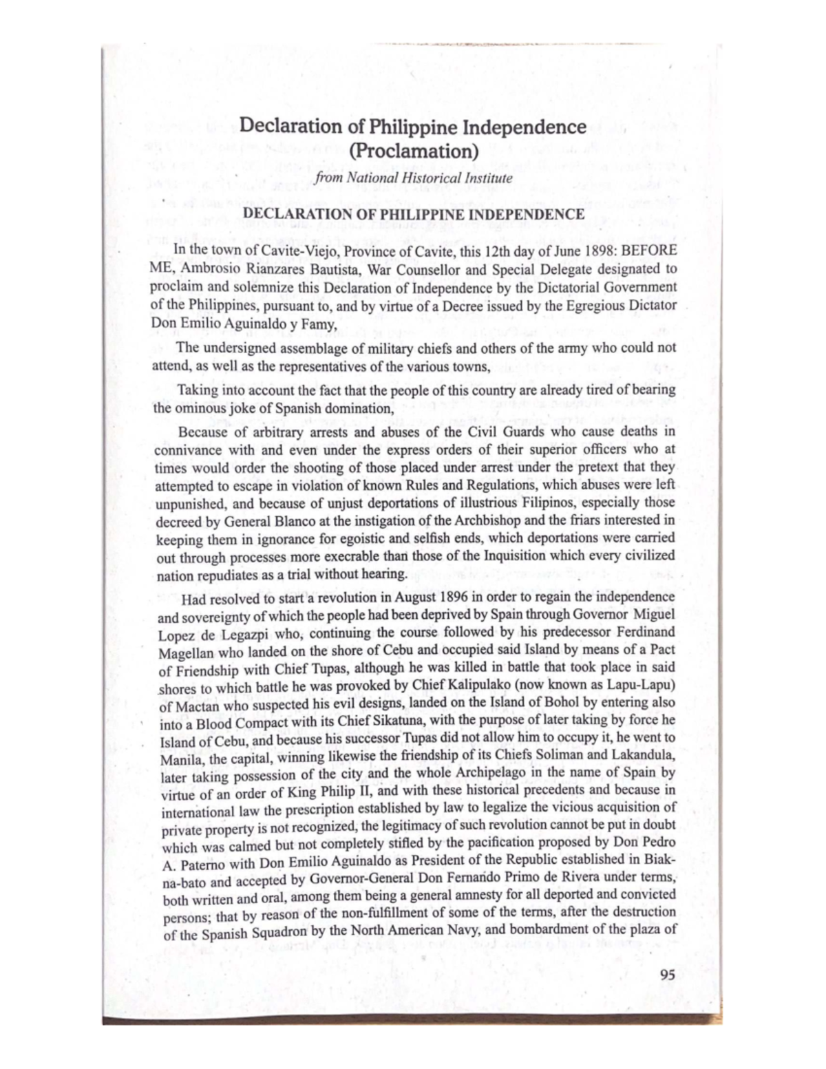 Proclamation of Philippine Independence - June 12, 1898 - Studocu