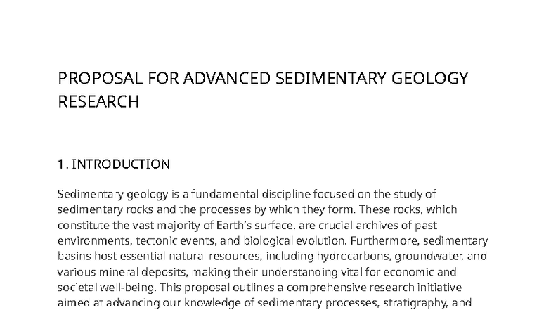 Sedimentary Geology Research Proposal: Advancing Knowledge and ...