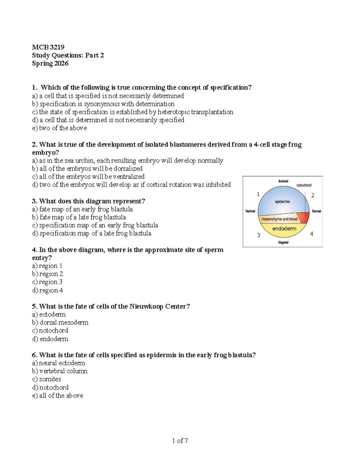 MCB 3219 Study Questions: Part 2 - Spring 2026 - Studocu