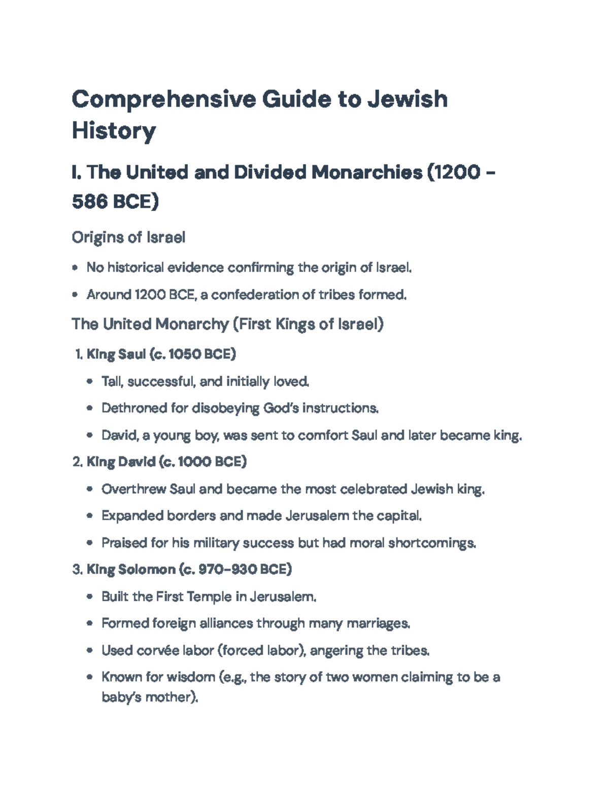 Jewish History Overview: Monarchies, Exile, and Revolt (Hist 101 ...