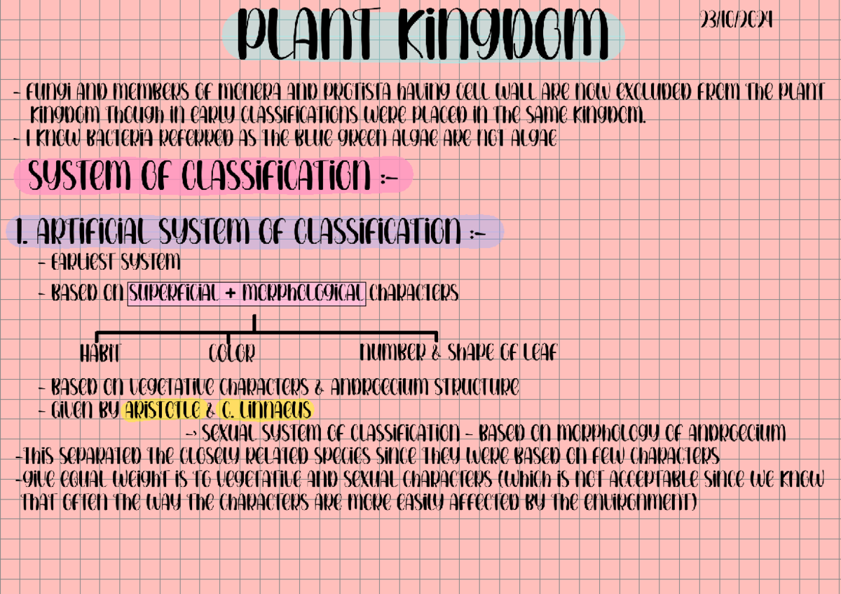Plant Kingdom - Detailed Notes on NCERT Classification and ...