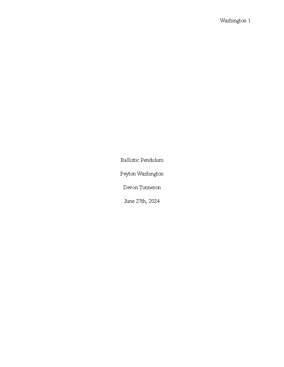 Physics 1 Lab Report: Analyzing Ballistic Pendulum Experiments - Studocu