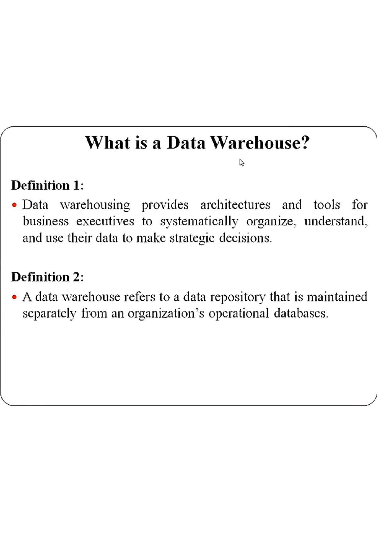 DWH Unit 1-2: Data Warehouse Concepts and Architecture Notes - Studocu