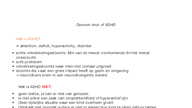 SV Personen met ADHD - Samenvatting Leerpad ADHD en Kenmerken - Studocu