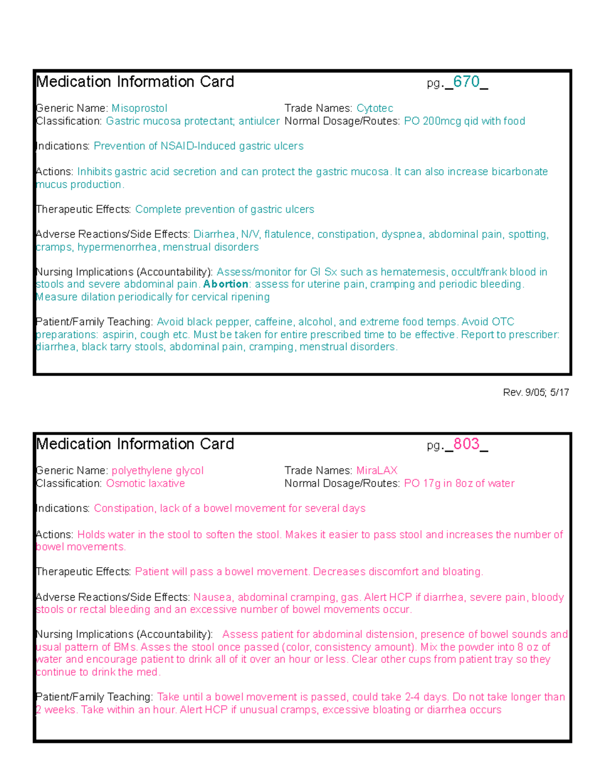 Med Cards - Medication Information Card pg._ 670 _ Generic Name ...
