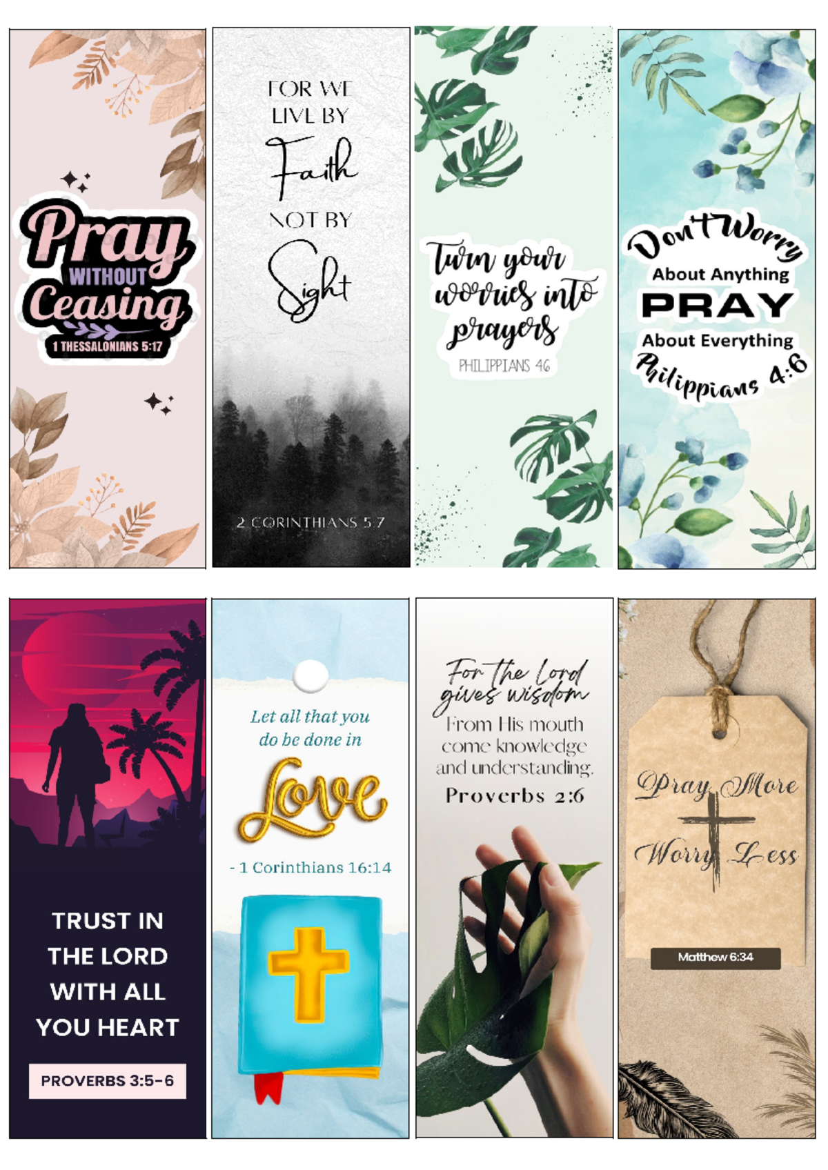 Bookmarks-Bible-verses - FOR WE LIVE Faith C Pray NOT Turn your WITHOUT ...