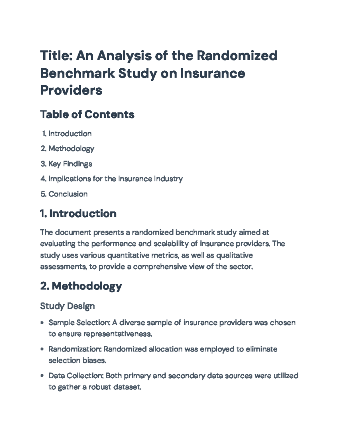 Randomized Benchmark Study on Insurance Providers: Key Analysis ...