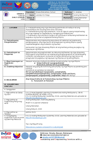 SELG Action PLAN 2023-2024 - Address: Sinala, Bauan, Batangas ...