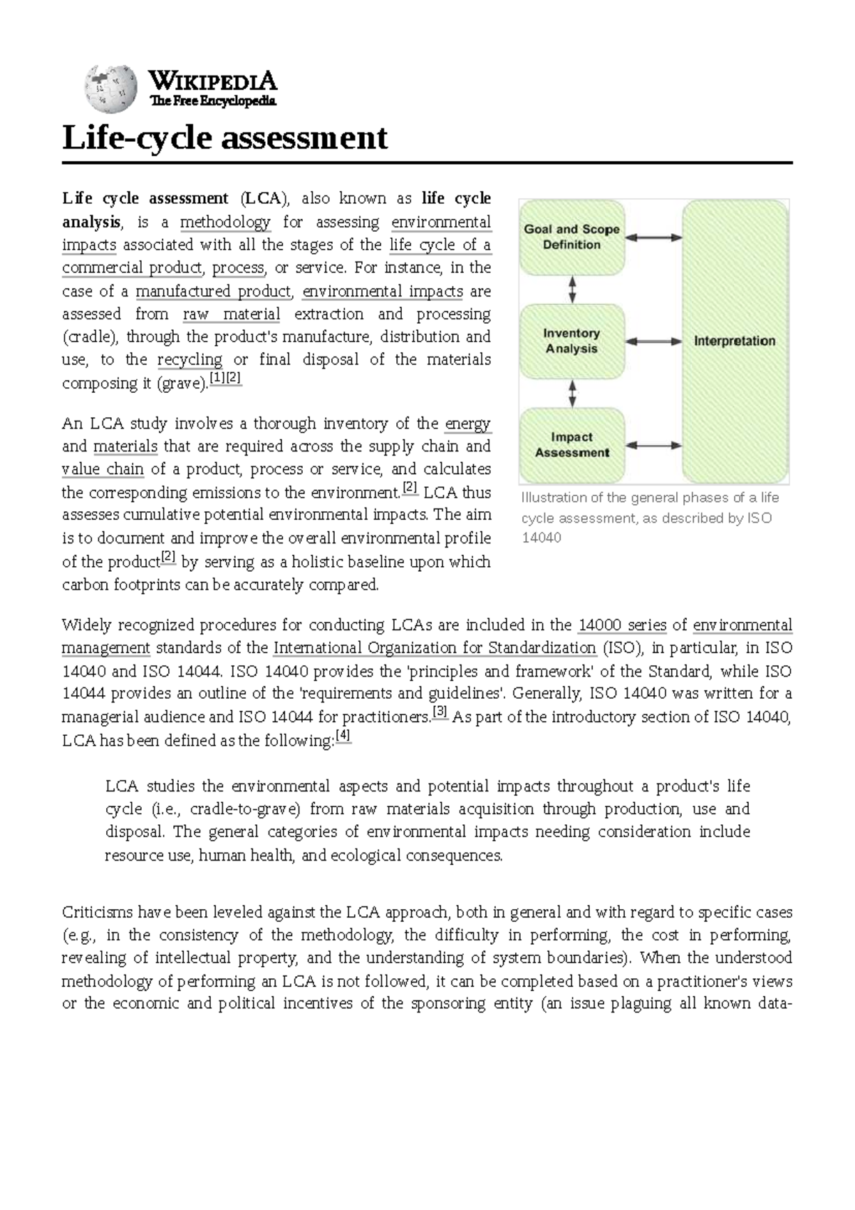 Life Cycle Assessment (LCA): Methodology and Environmental Impact ...