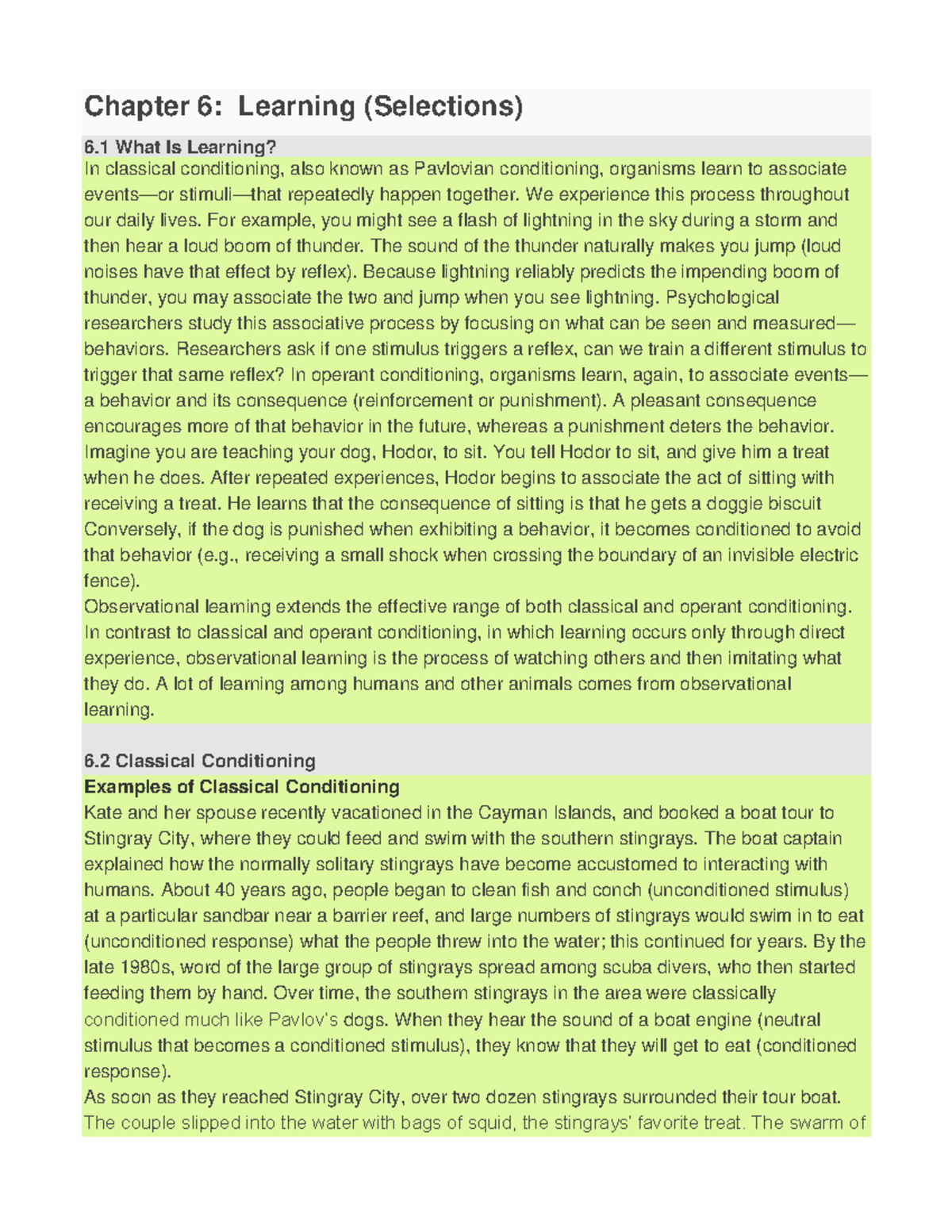 Chapter 6: Learning Concepts in Classical & Operant Conditioning - Studocu