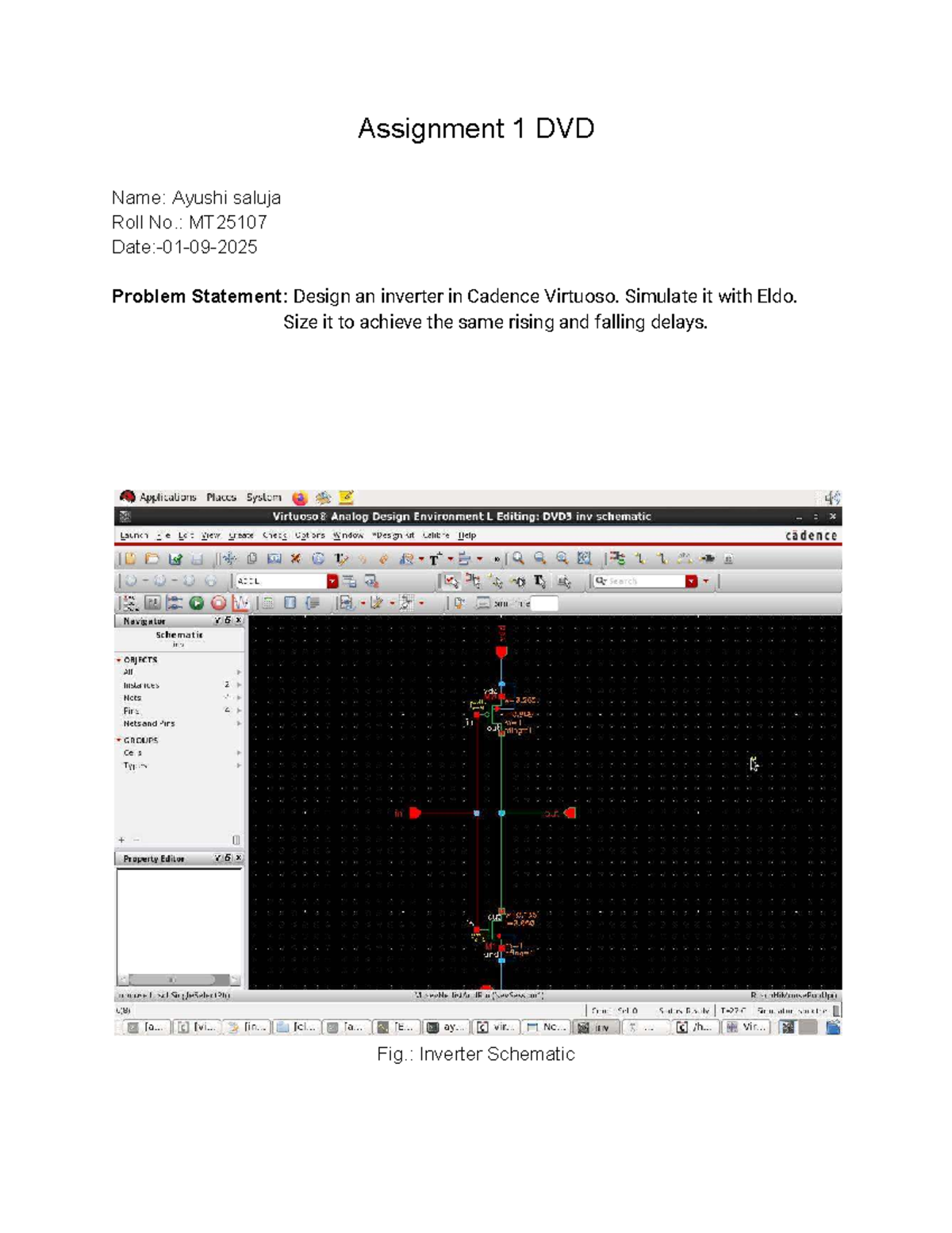 Assignment 1: CMOS Inverter Design & Simulation (MT25107) - Studocu