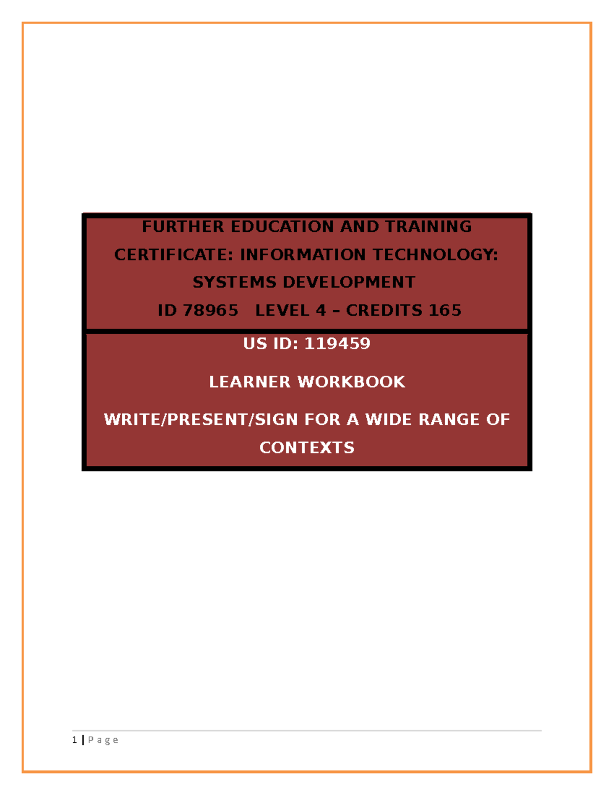 119459 - Information Technology Learner Workbook: Systems Development ...