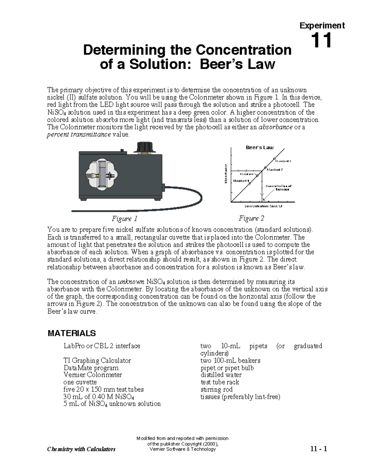 Chemistry Lab: Determining NiSO4 Concentration Using Beer’s Law - Studocu