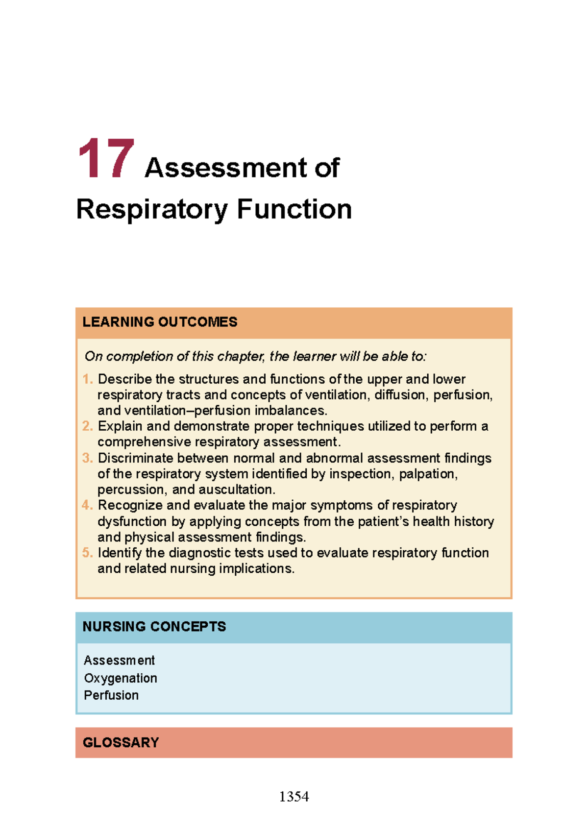 Ch17: Assessment of Respiratory Function - Nursing Insights - Studocu