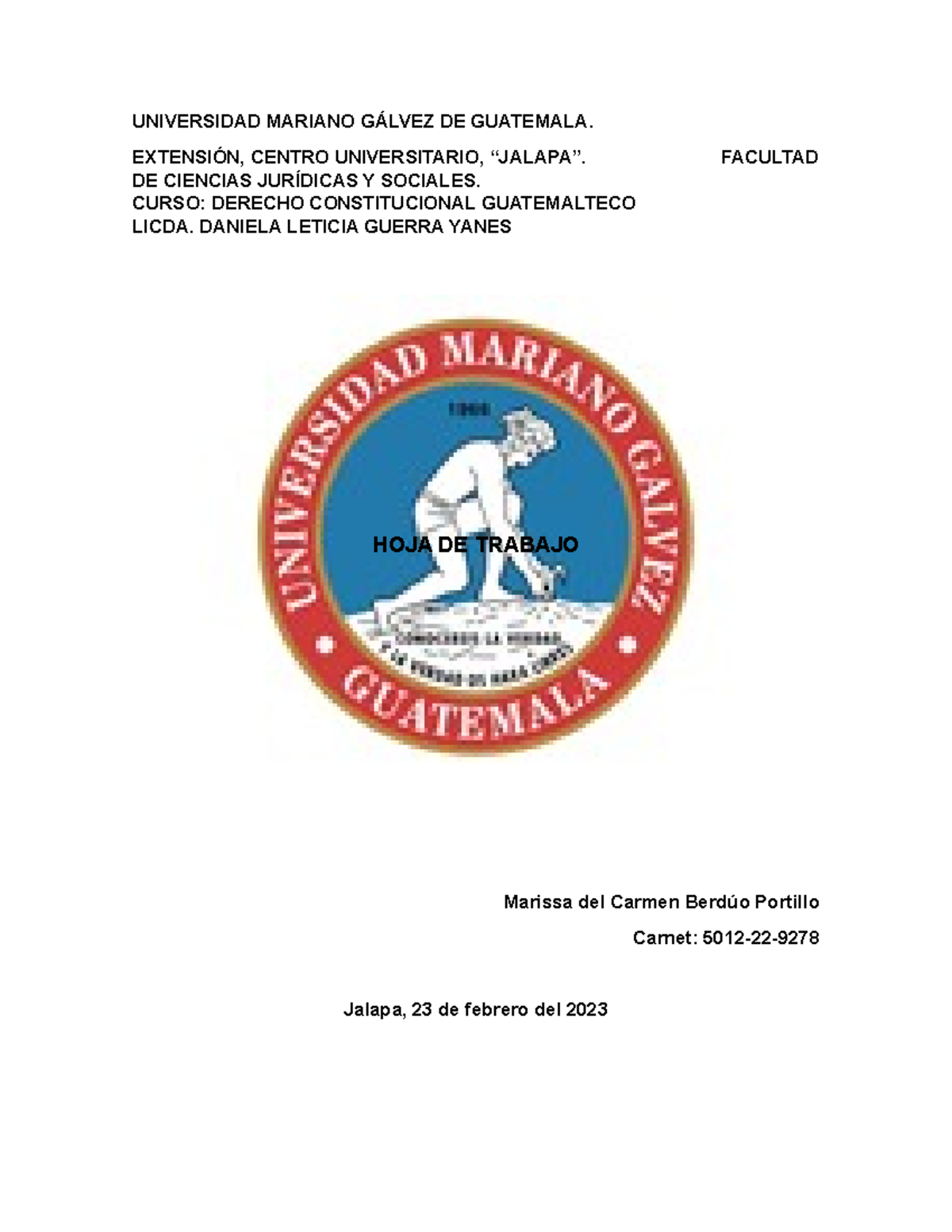 Hoja de Trabajo: Derechos y Poderes en la Constitución de Guatemala ...