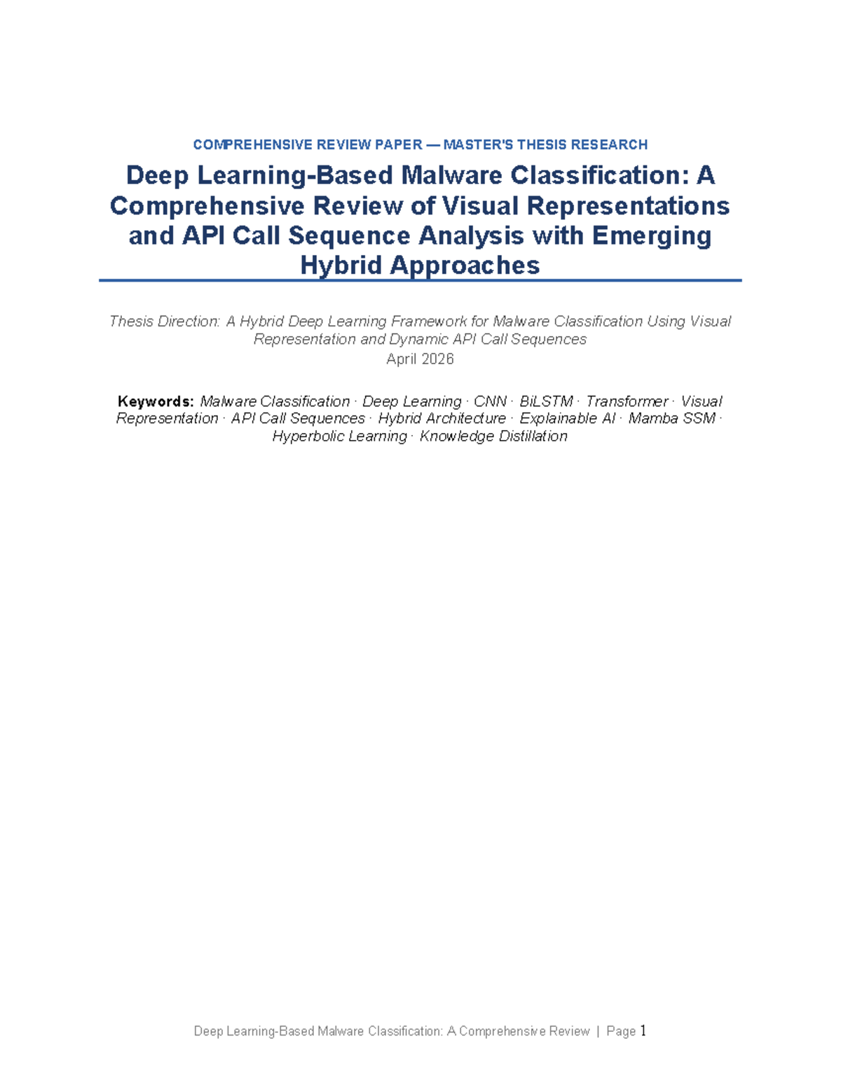 Deep Malware Classification: A Comprehensive Review (Course Code: SMTG ...