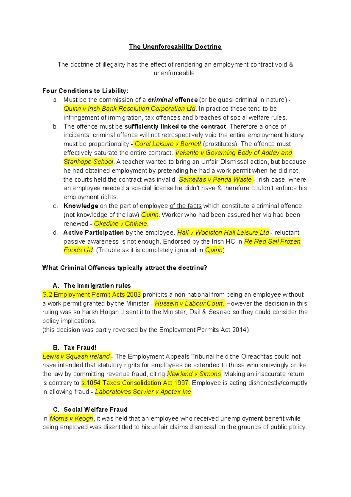 Topic 6: Understanding the Unenforceability Doctrine in Employment Law ...