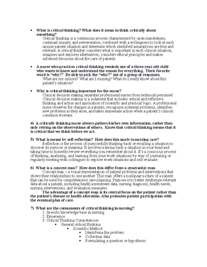 Nur 160 week 2 - pre assignment - 160 Week 2 Assignment Sensory ...