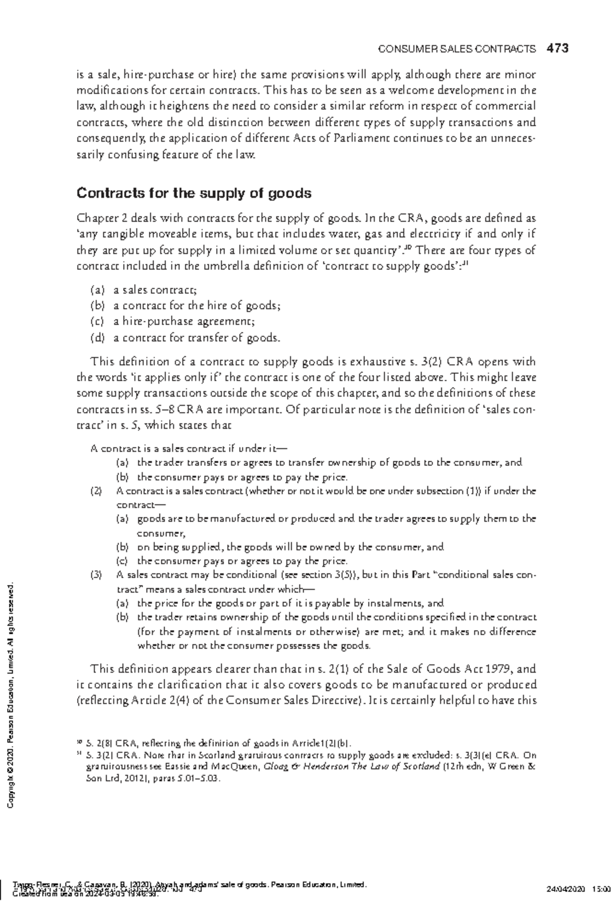 Consumer Sales Contracts: Insights from Atiyah and Adams (M19) - Studocu