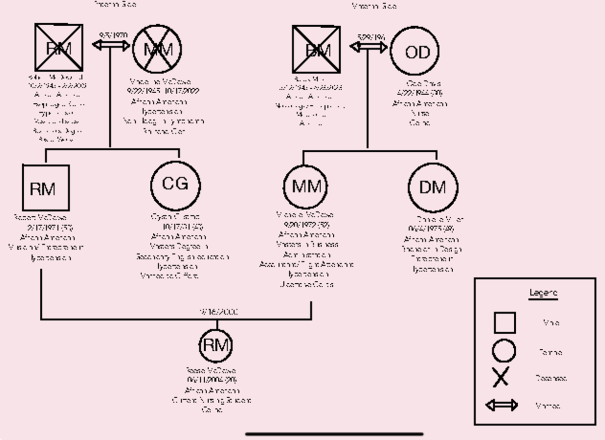 Genogram - Genegram example - Robert McDowell Jr. 10/2/1945 - 2/2 ...