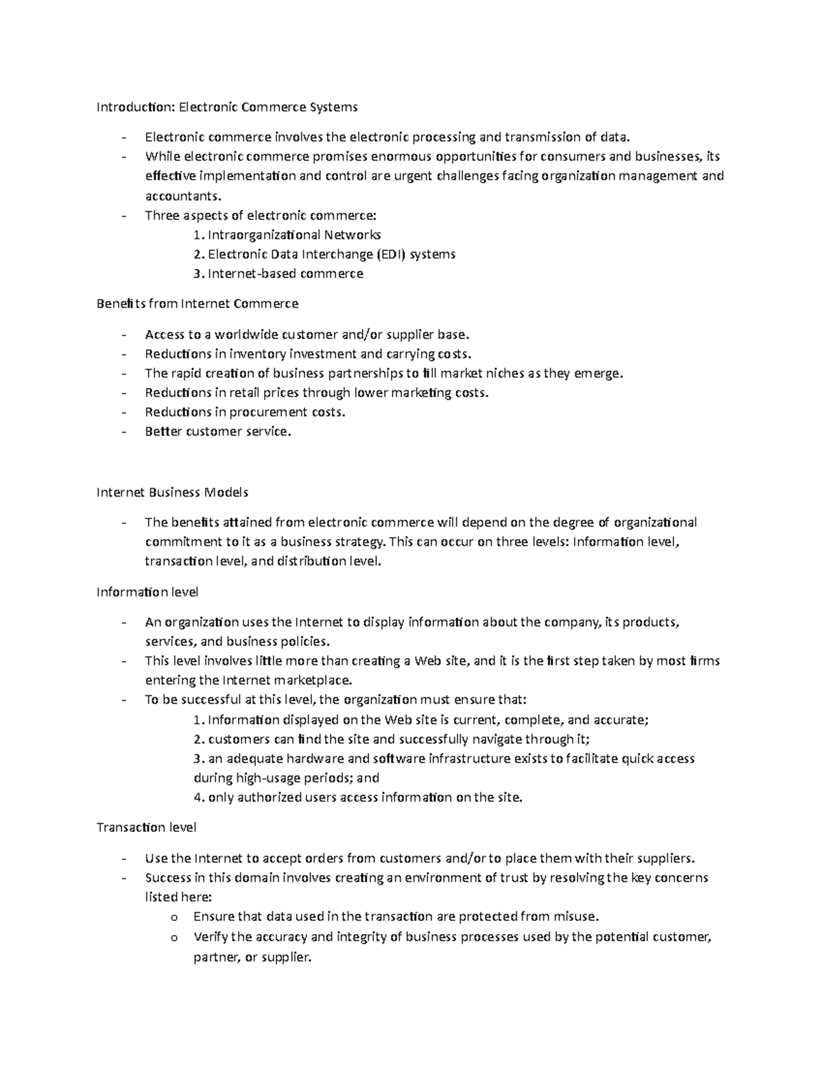 AIS Chapter 12: Overview of Electronic Commerce Systems and Protocols ...