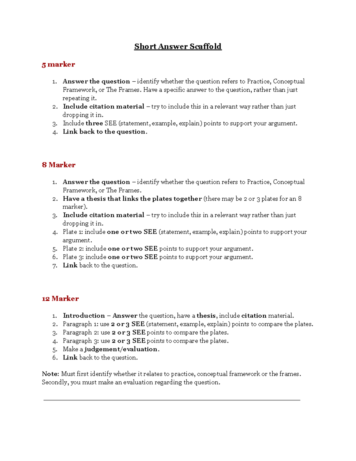 ART HSC Exam Help: Short Answer & Extended Response Scaffold Guide ...
