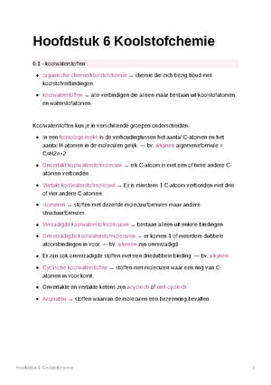 Hoofdstuk 6 Koolstofchemie - Hoofdstuk 6 Koolstofchemie 6 - koolwaterstoffen organische ...