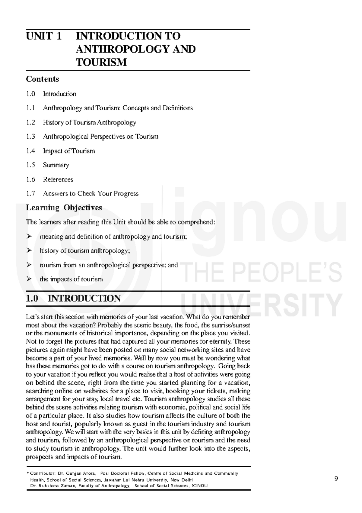 Unit-1 - 9 UNIT 1 INTRODUCTION TO ANTHROPOLOGY AND TOURISM Contents 1 ...
