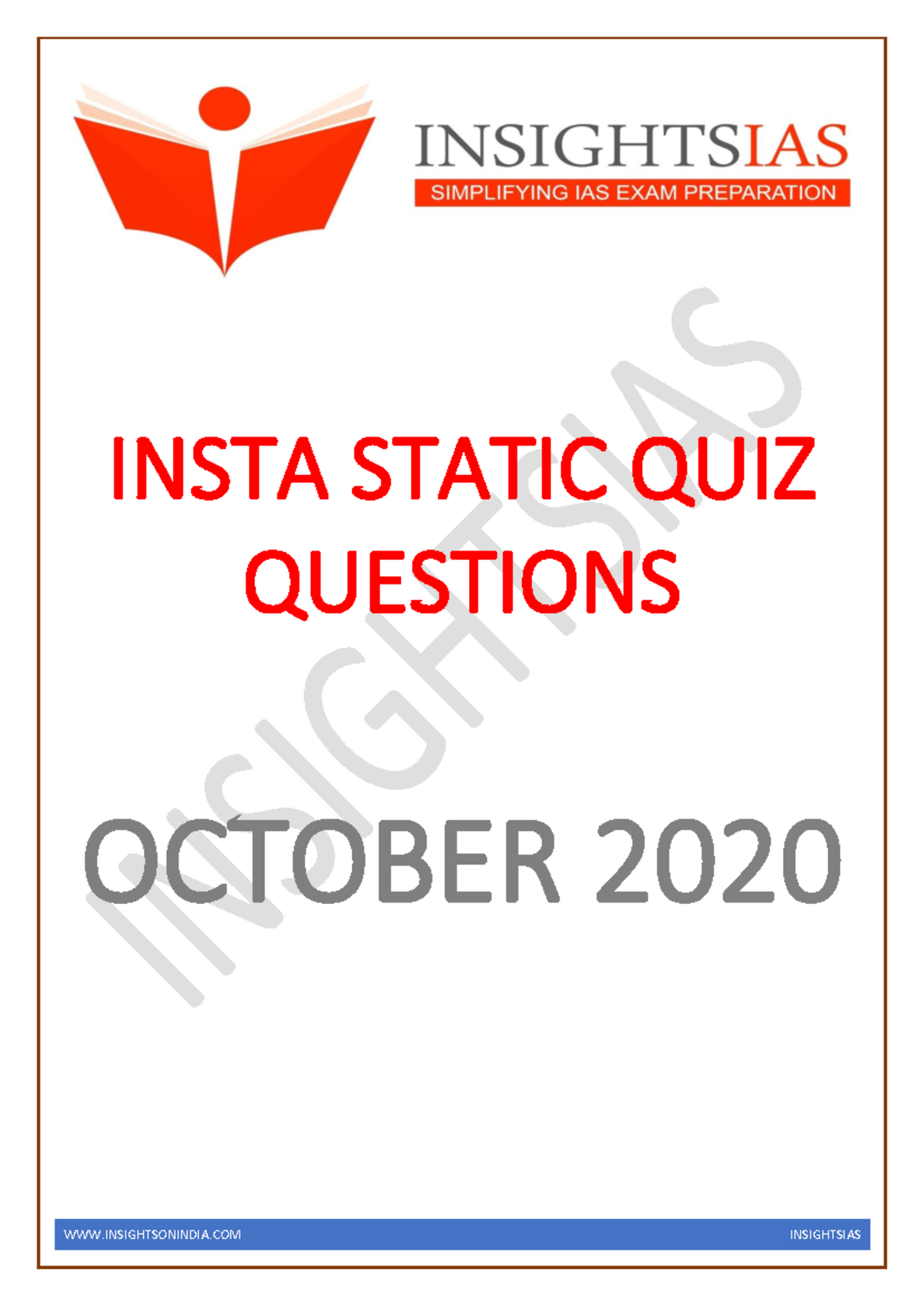 INSTA STATIC QUIZ COMPILATION OCTOBER 2020 - INSIGHTSIAS - Studocu