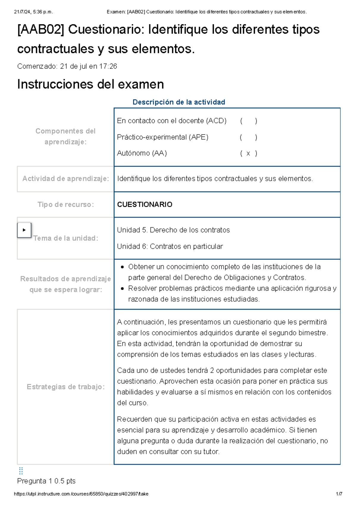 Cuestionario [AAB02] sobre Tipos Contractuales y Elementos del Derecho Civil - Studocu