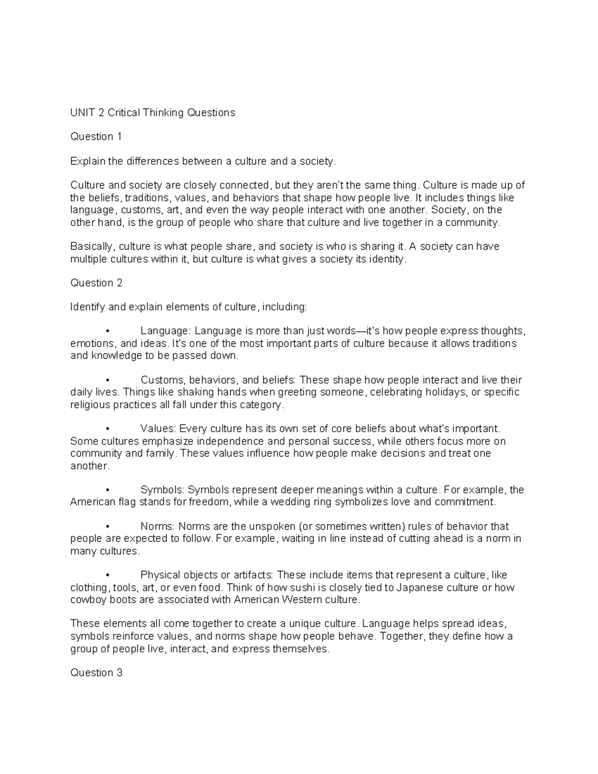 UNIT 2 Critical Thinking Questions - UNIT 2 Critical Thinking Questions ...