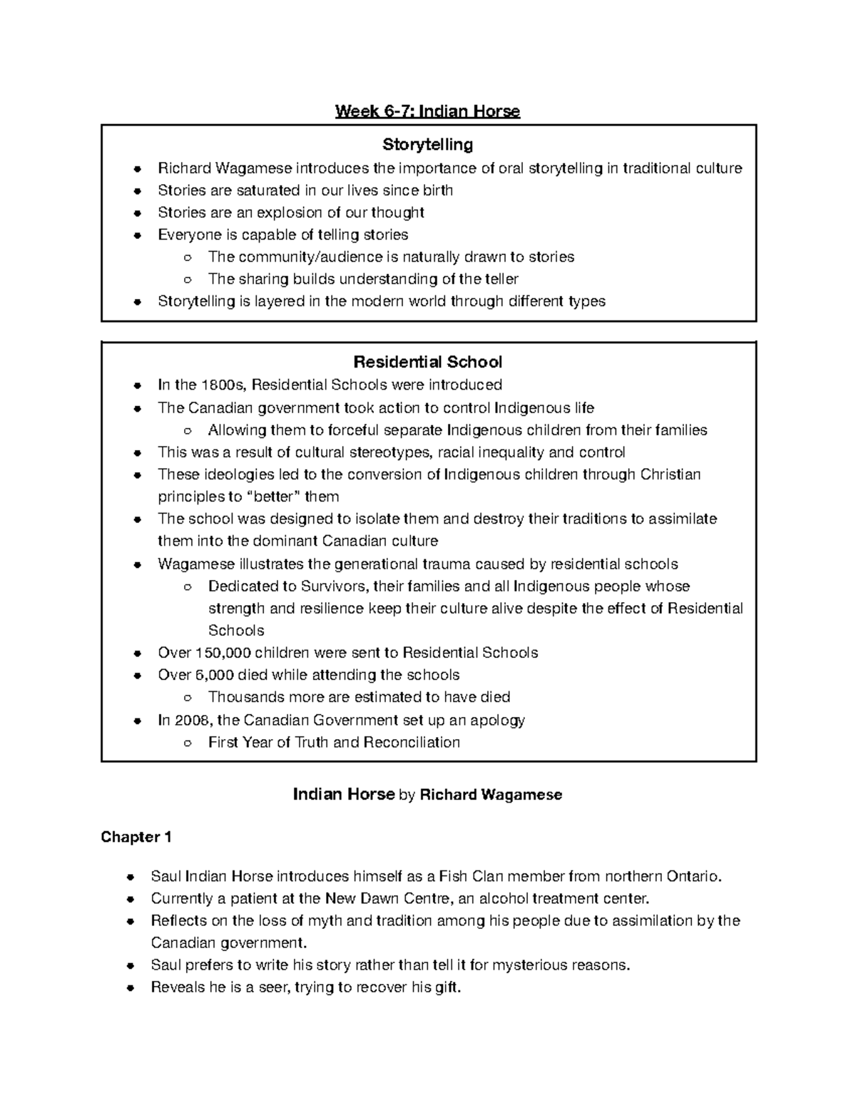 ENG 110 Lecture Notes: Themes and Analysis of "Indian Horse" by ...