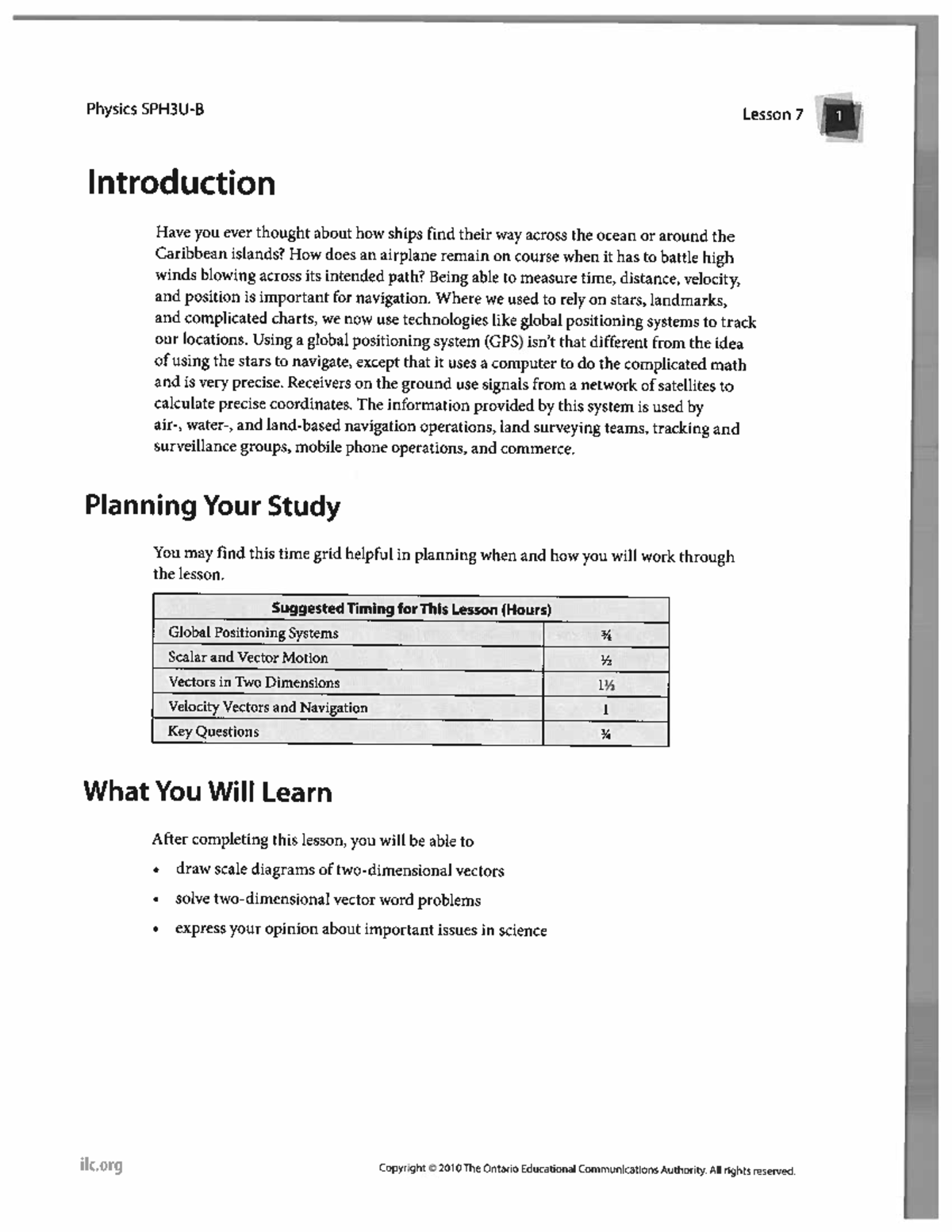 SPH3U Unit 2 Lesson 7 - Global Positioning Systems and Navigation - Studocu