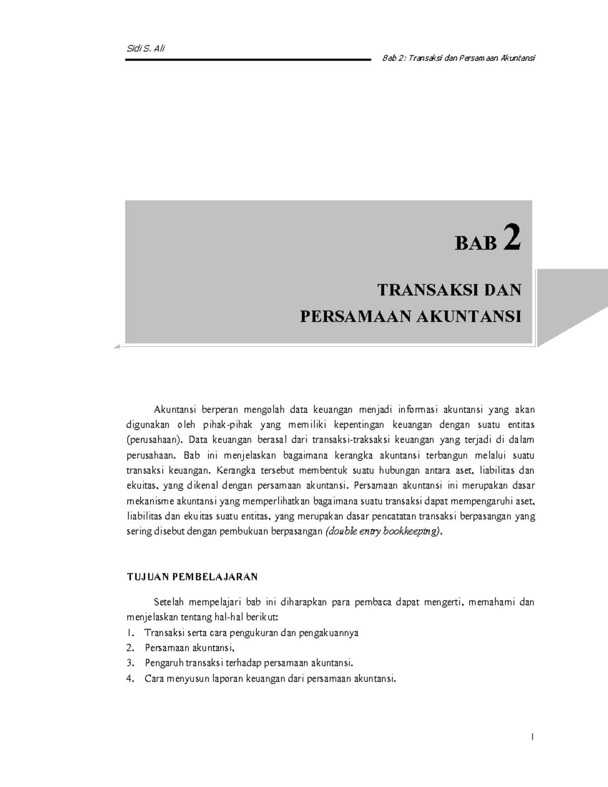 Sidi S. Ali - Bab 2: Transaksi dan Persamaan Akuntansi dalam Akuntansi - Studocu