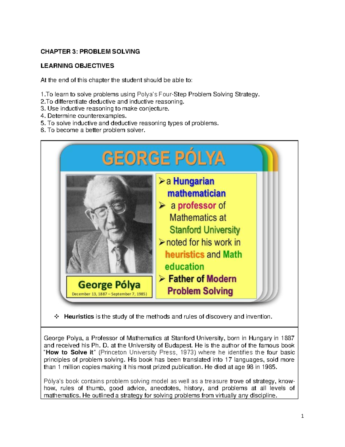 Chapter 3 Problem Solving - CHAPTER 3: PROBLEM SOLVING LEARNING ...