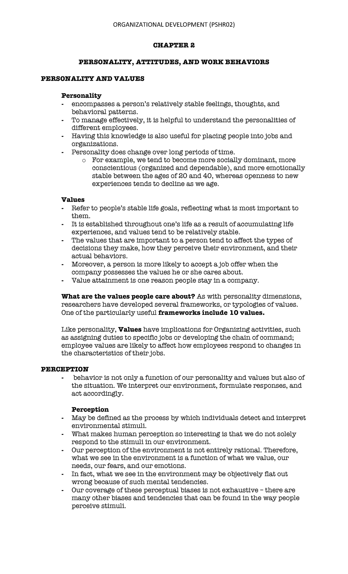 Personality, Attitudes, and Work Behaviors - ORGANIZATIONAL DEVELOPMENT ...