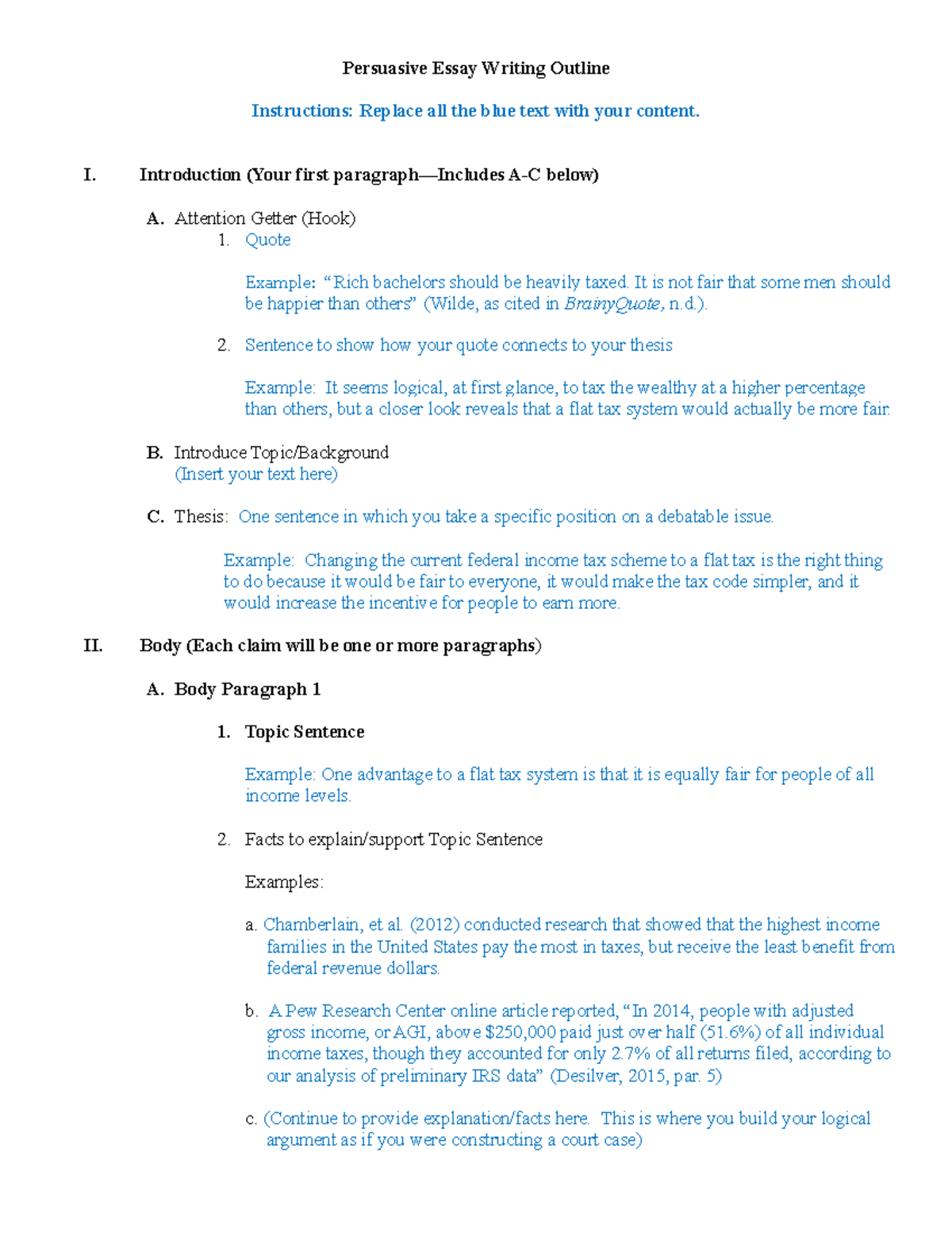 Persuasive Essay Outline: 3.5 & 4.4 Writing Guide - Studocu