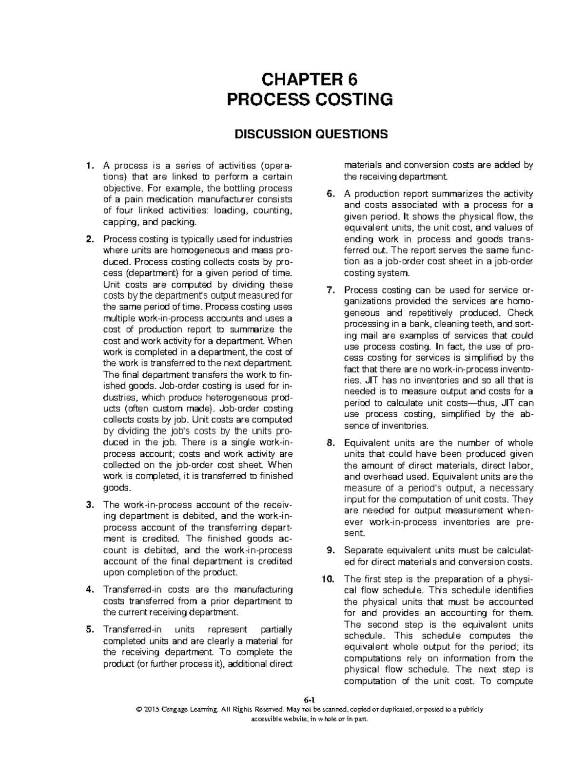 Copy of Chapter 6: Process Costing Insights for ACC 101 - Studocu