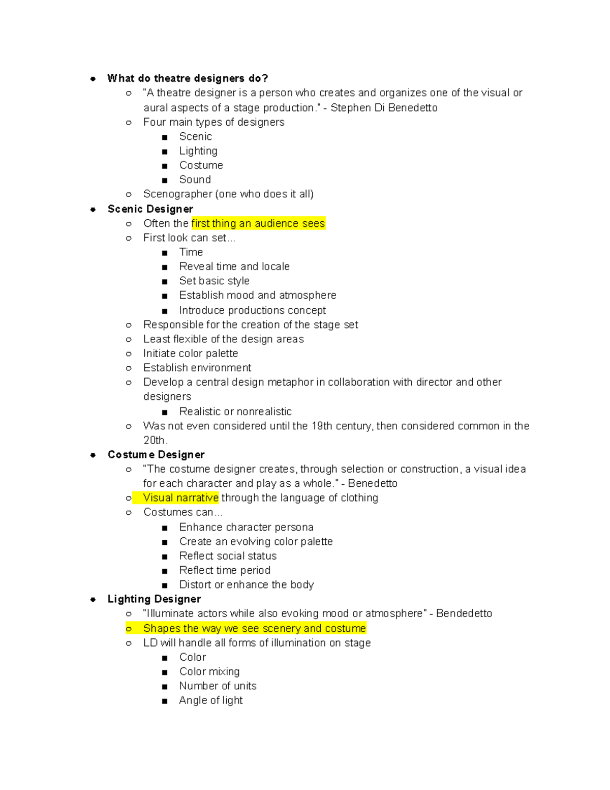 Theatre Designers (Designer Notes) - Roles & Processes Explained - Studocu