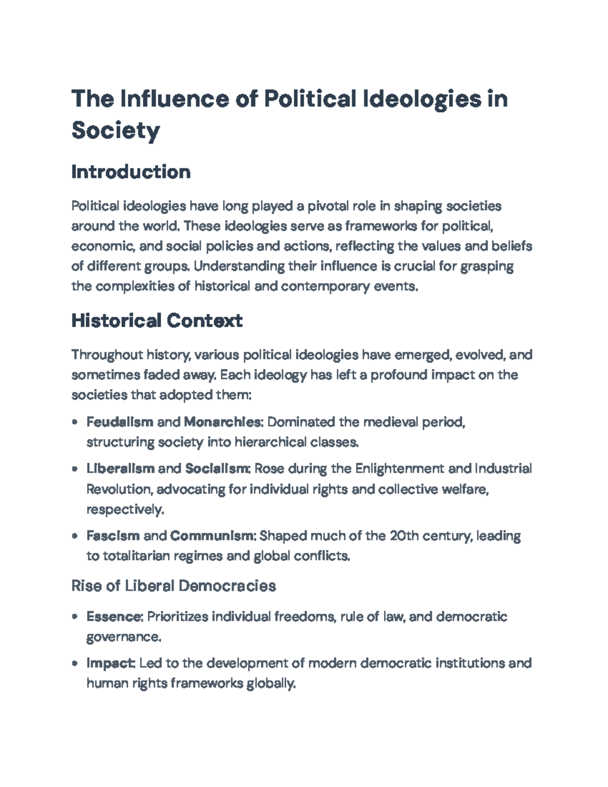 Understanding Political Ideologies: Their Impact on Society and ...