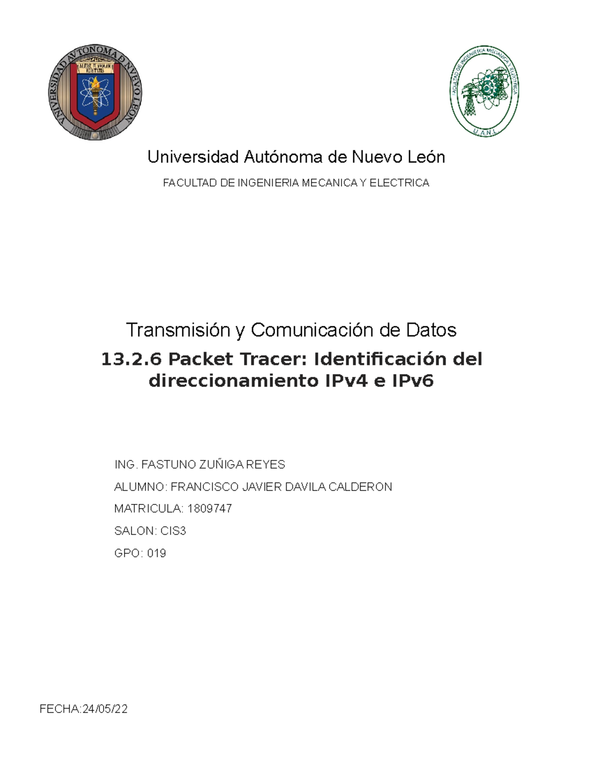 13.2.6 Packet Tracer - Identificación de direccionamiento IPv4 e IPv6 - Studocu