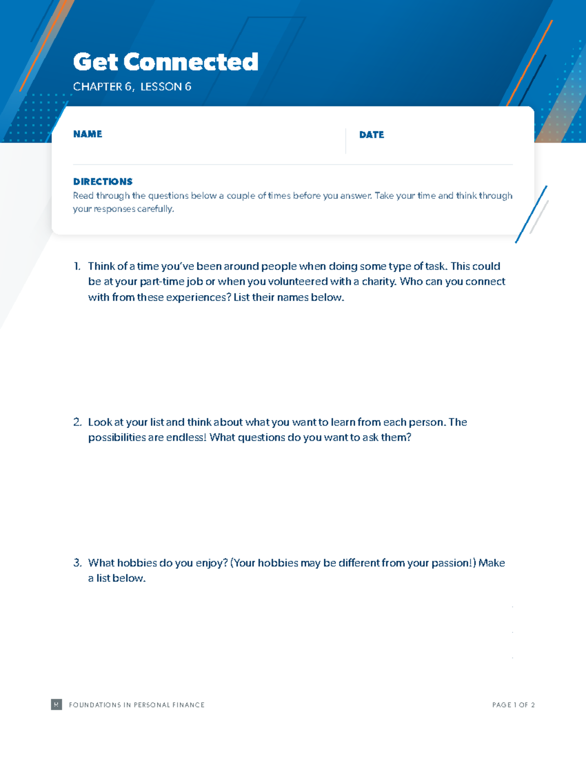 Foundations in Personal Finance: Chapter 6, Lesson 6 Activities - Studocu