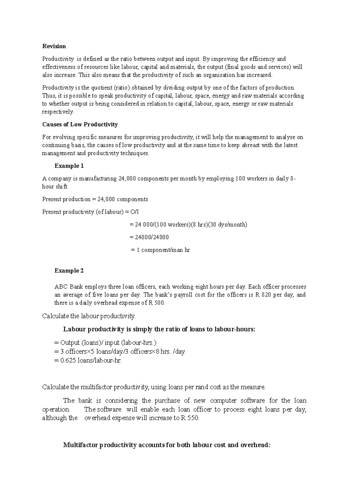 Productivity Notes - Revision for Course Nine - Studocu