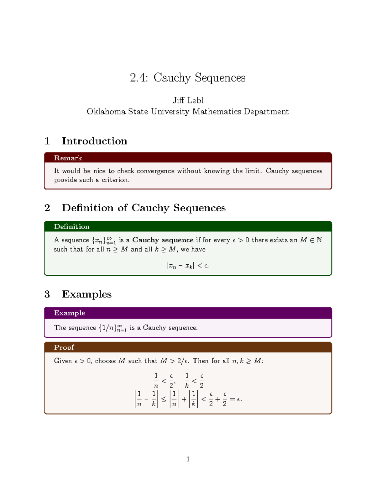 Real Analysis (MATH 10) - Cauchy Sequences Notes - Studocu