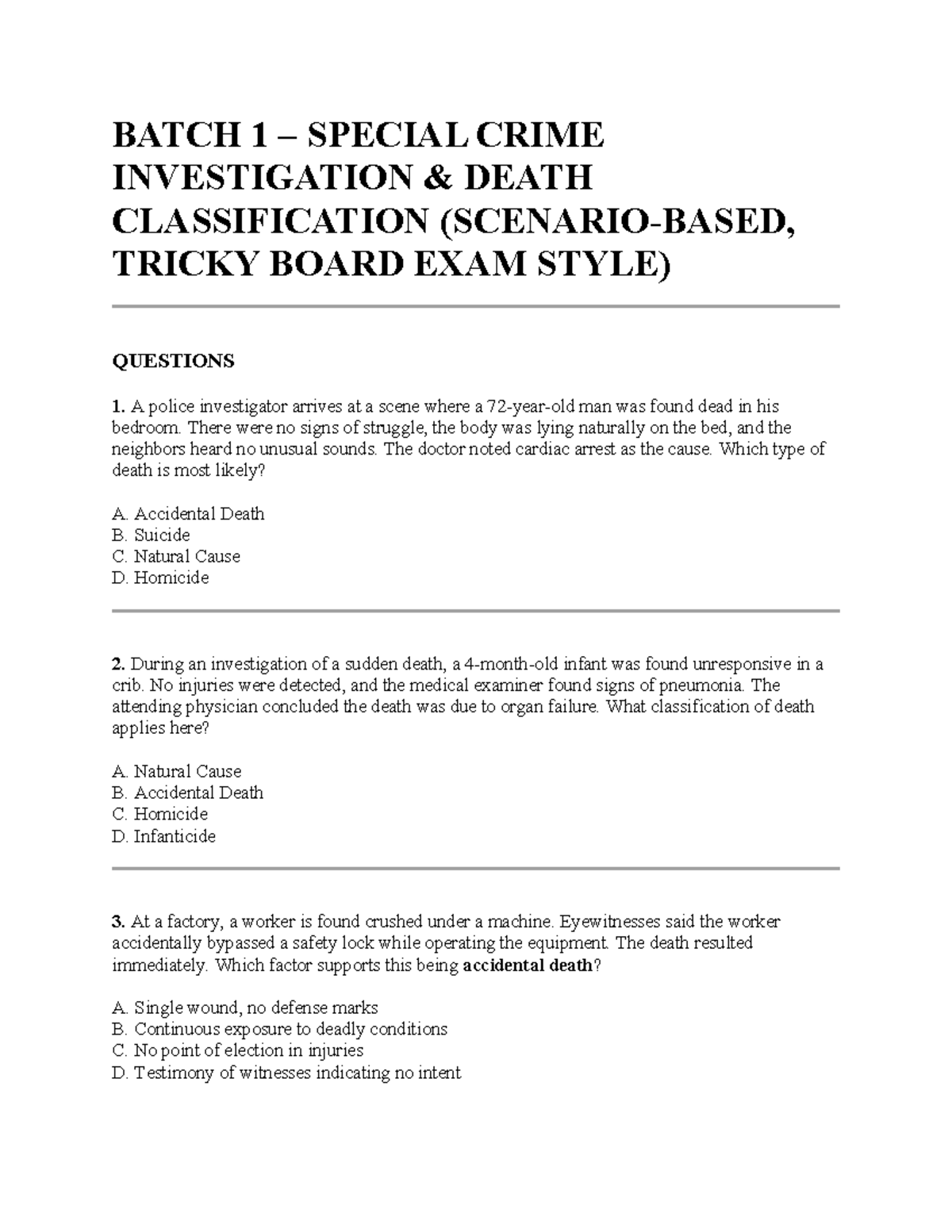 BATCH 1 SPECIAL CRIME INVESTIGATION: DEATH CLASSIFICATION BOARD EXAM ...