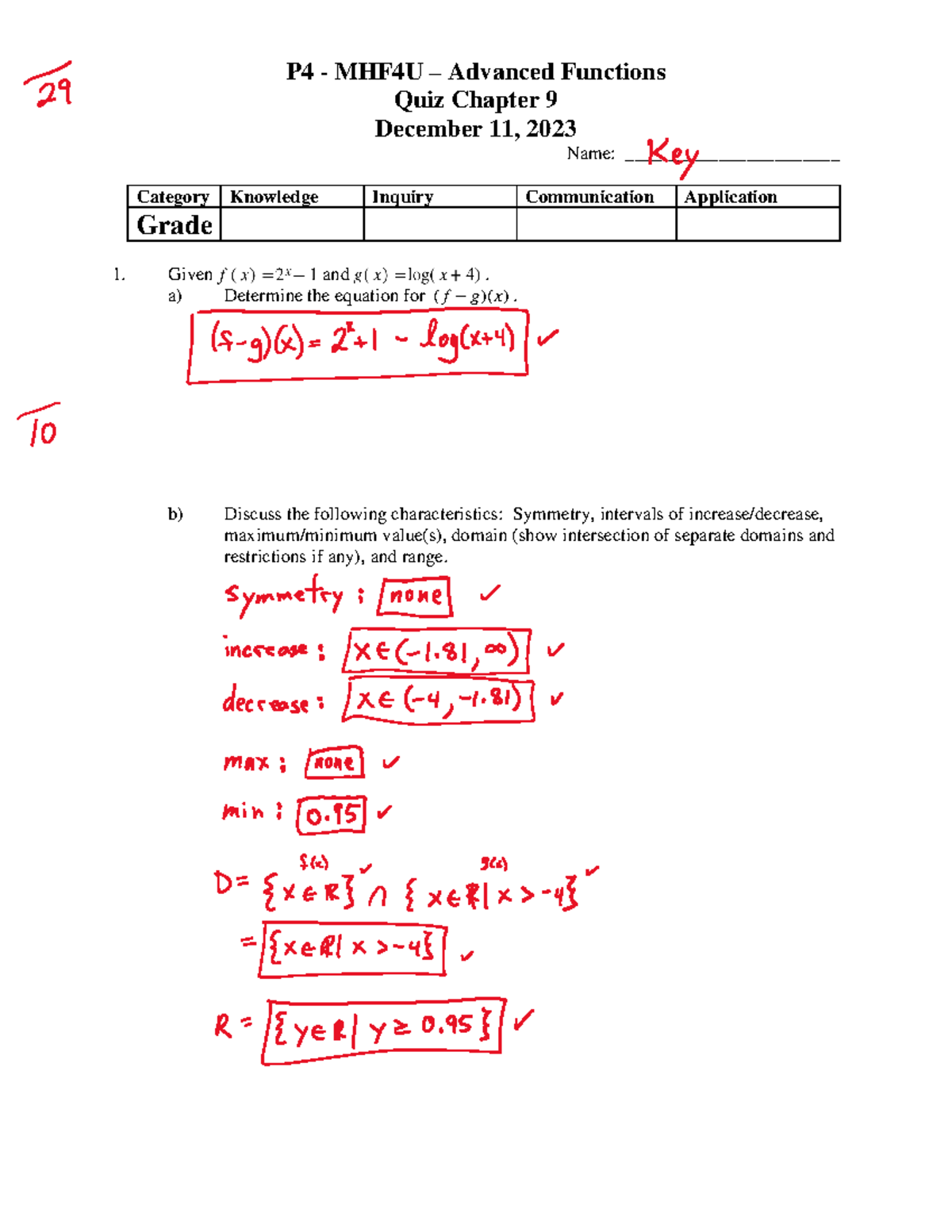 MHF4U Quiz Chapter9 - P 4 - MHF4U – Advanced Functions Quiz Chapter 9 ...