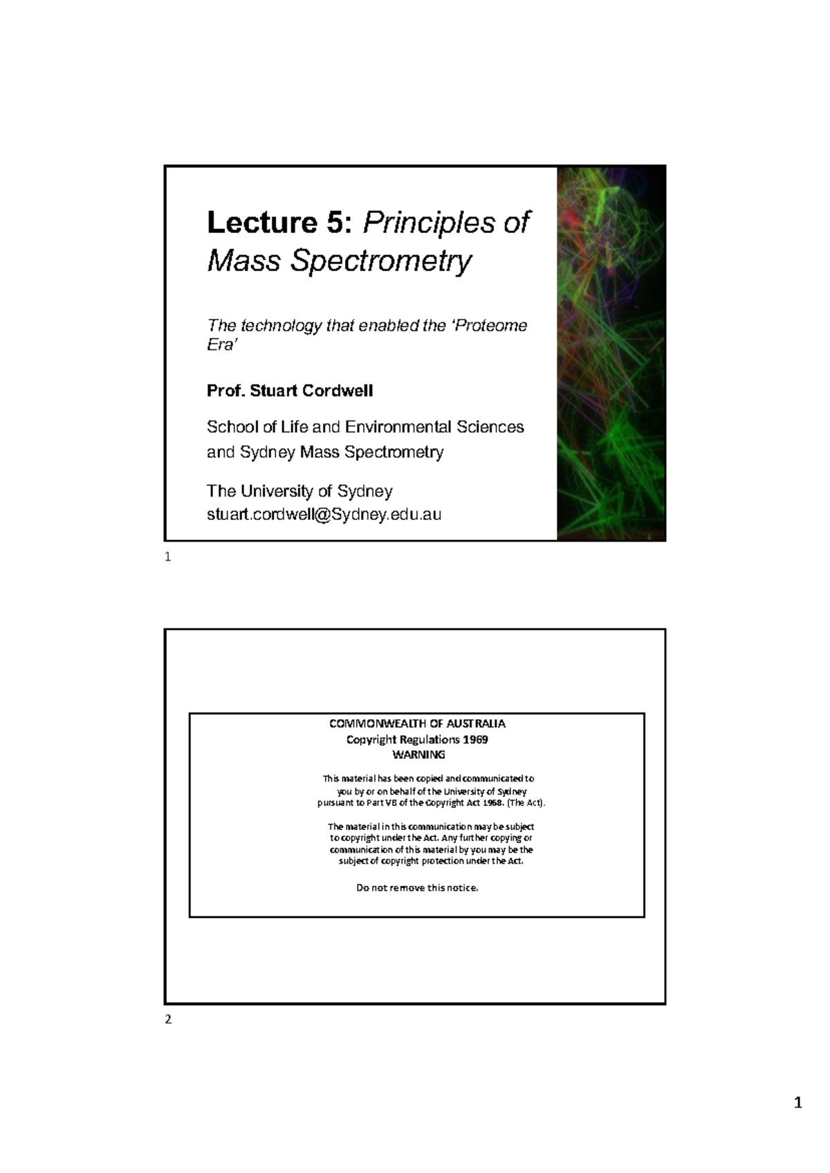 Lecture 5: Principles of Mass Spectrometry (MS) Overview - Studocu