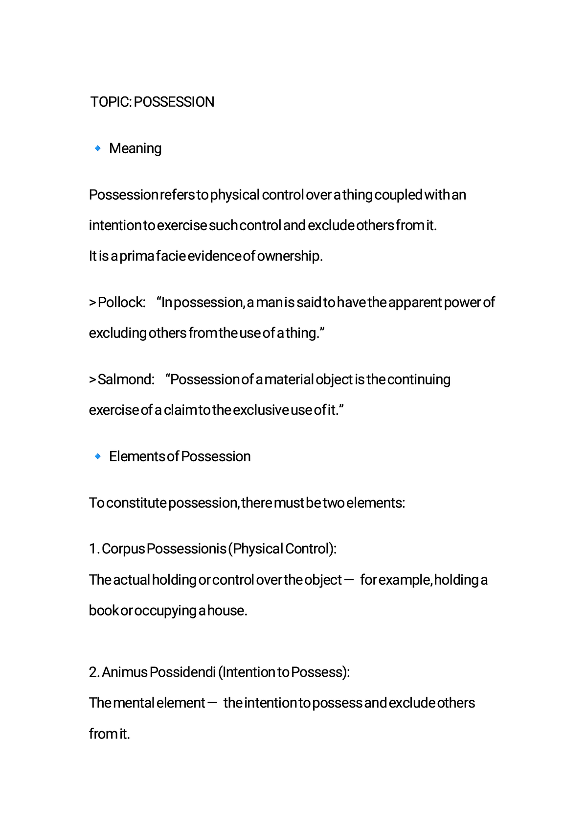 POS 101: Understanding the Concept of Possession and Its Elements - Studocu